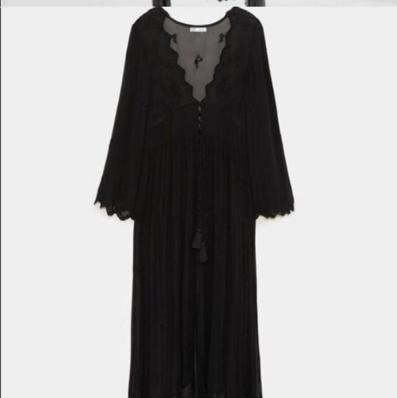 Zara | Dresses | Zara Black Semi Sheer Dressing Gown | Poshmark